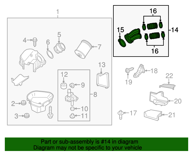 4H0-129-616-P - Engine Air Intake Hose 2013-2018 Audi A8 Quattro ...