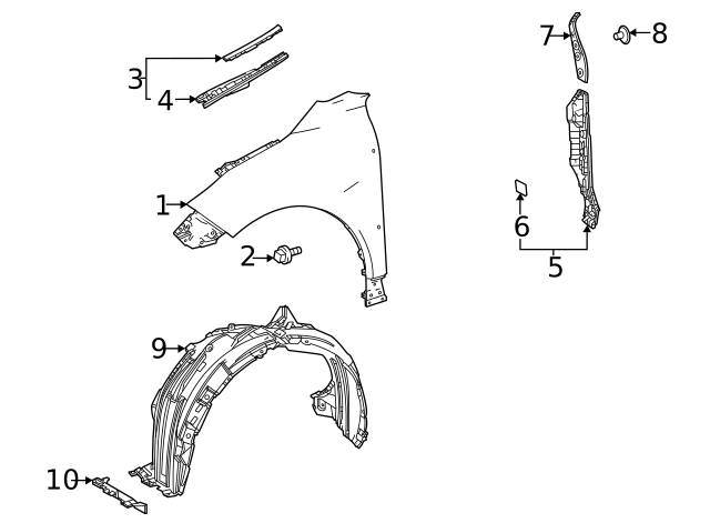 2021-2024 Toyota Venza Fender Liner 53875-48190 | OEM Parts Online