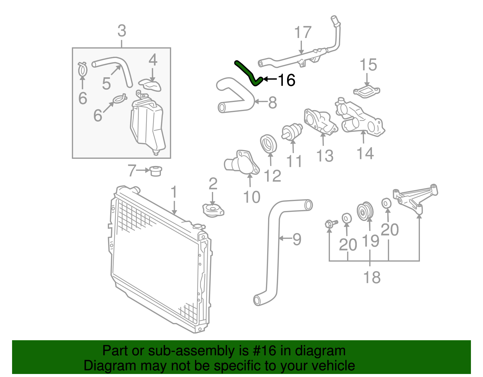 16261-50140 - Engine Coolant Hose 2004-2009 Toyota | Longo Toyota Parts