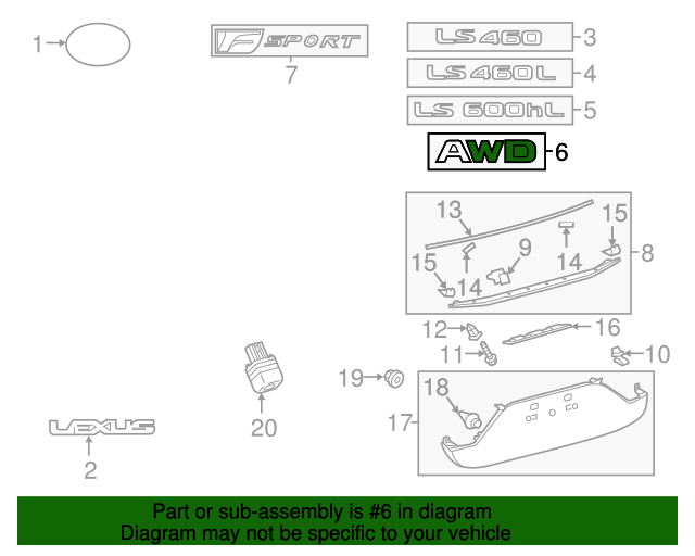 2013-2017 Lexus Nameplate 75442-50060 | OEM Parts Online