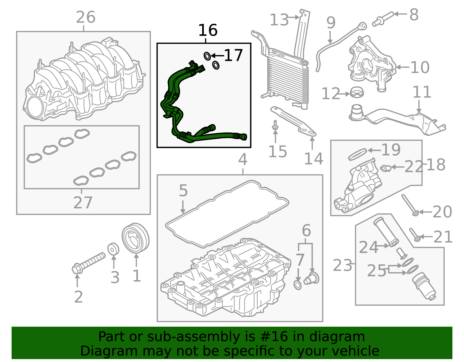 2015-2020 Ford Mustang | Water Pipe | FR3Z-6B850-B | Walls' Ford Parts