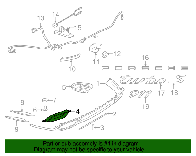 2017-2019 Porsche 911 Trim Molding 991-505-652-03-OK1 | Sunset Porsche ...