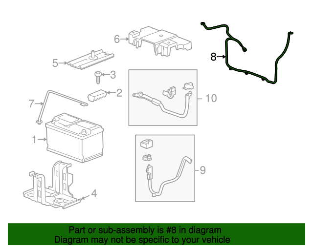 2010-2012 Chevrolet Camaro Engine Wiring and Battery Positive Cable ...