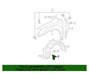 2004-2009 Lexus Fender Liner Pad 53852-0E011 | OEM Parts Online