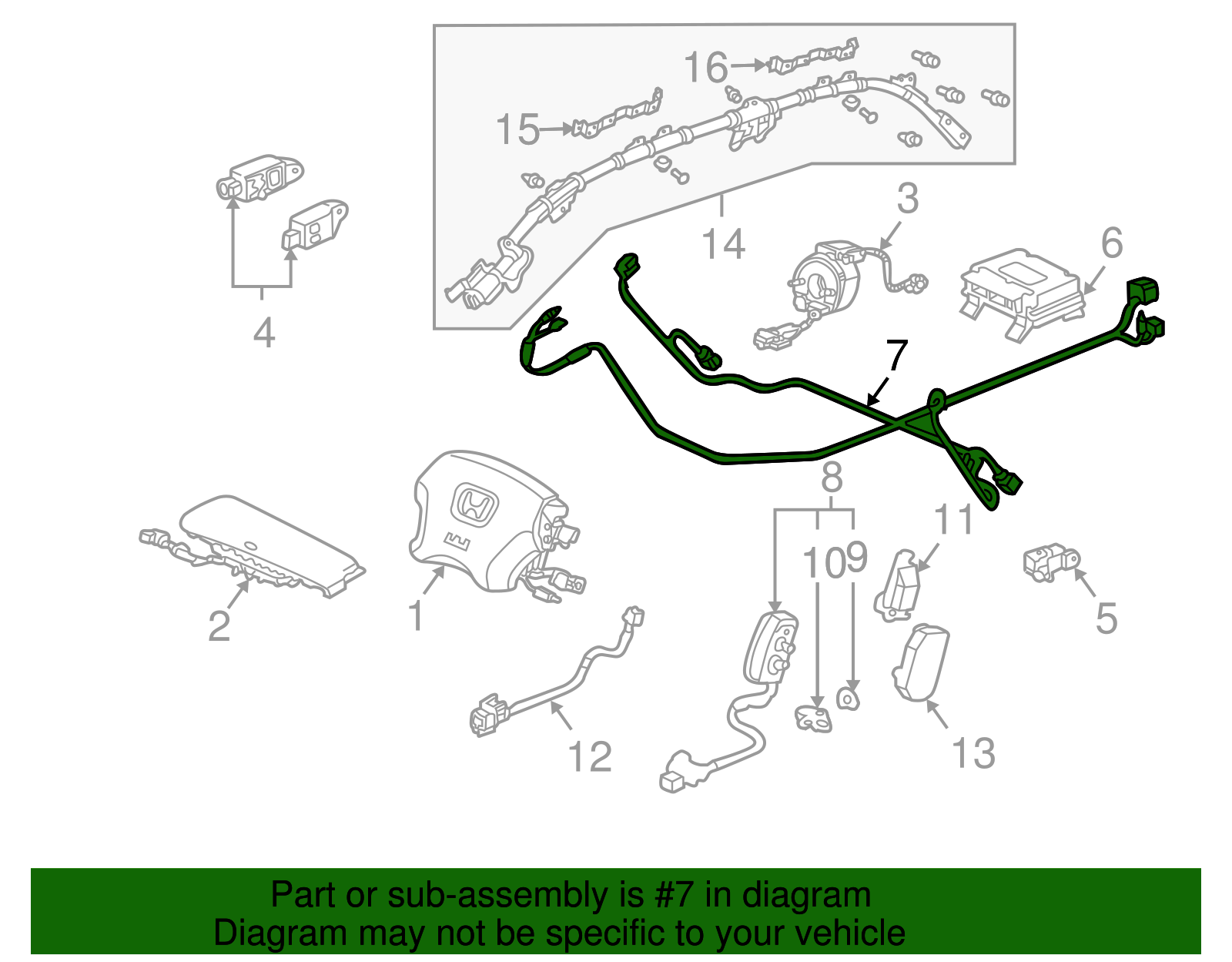 77962-SDA-A82 - High-Quality Air Bag Wiring Harness for 2006-2007 Honda ...