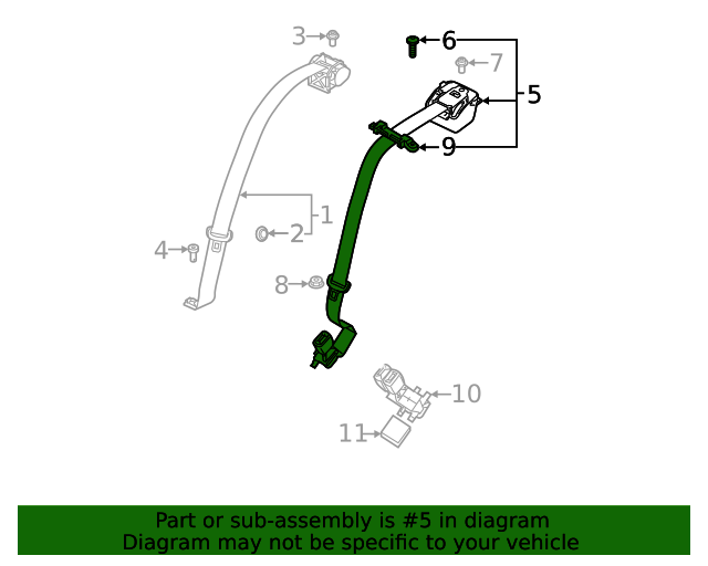 17A-857-807-E-RAA - Center Seat Belt 2021-2024 Volkswagen Jetta ...
