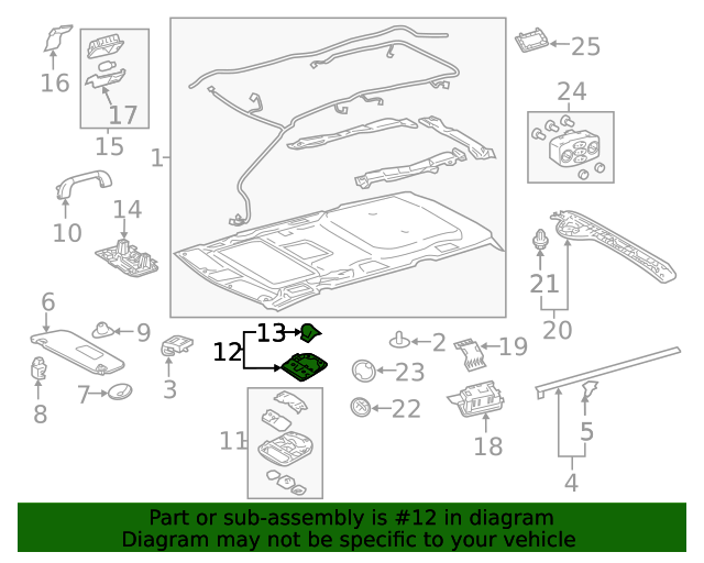 2017-2020 Toyota Sienna Map Lamp Assembly Plate 63662-08031 | Toyota ...