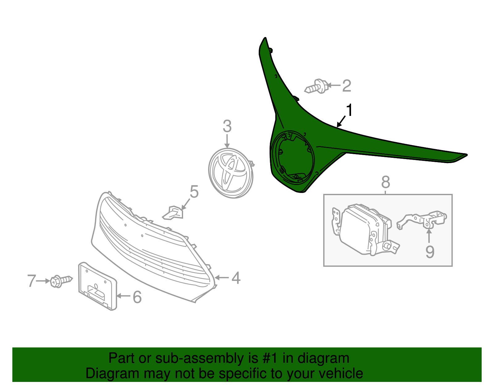 2017-2018 Toyota Corolla Upper Grille 53111-02B00 | Retail Performance ...