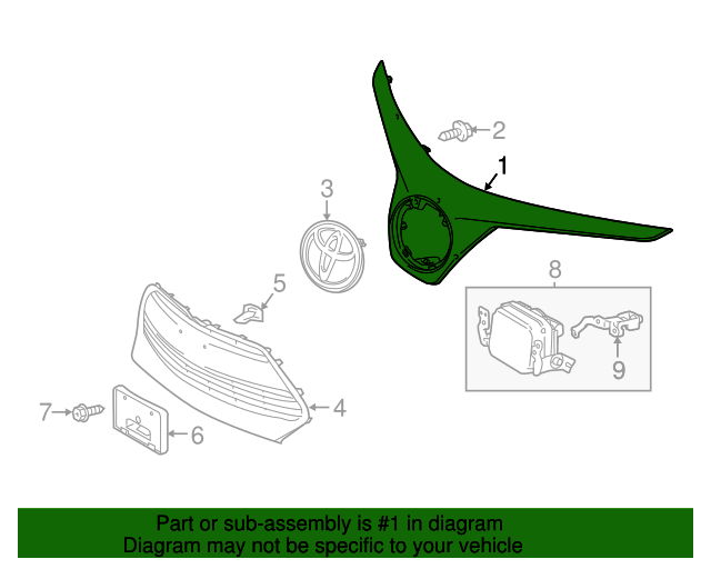 2017-2018 Toyota Corolla Upper Grille 53111-02B00 | Toyota Parts Center