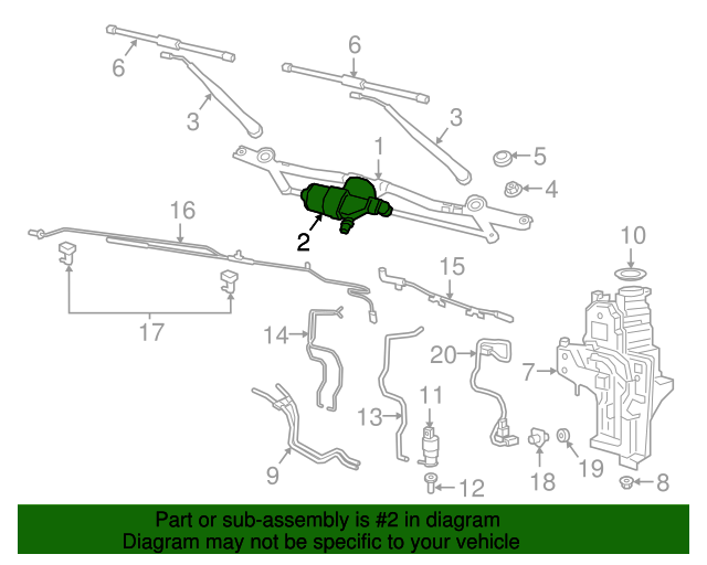 2018-2020 Jeep Wiper Motor 68383593AA | TascaParts.com