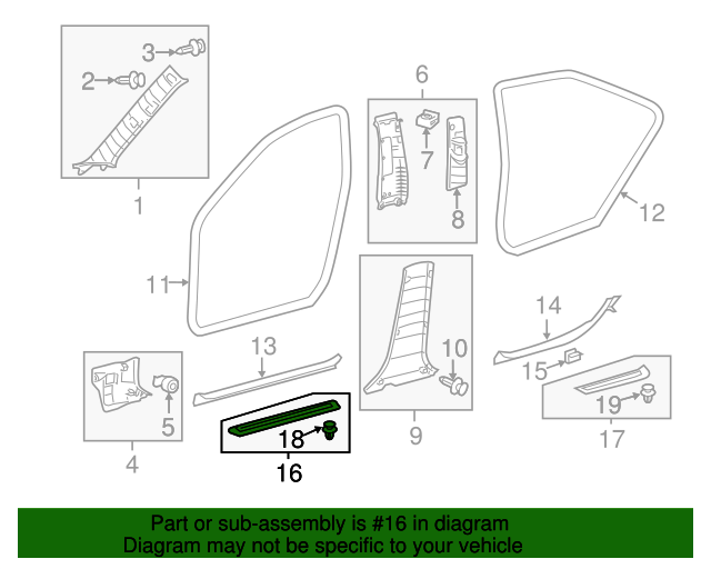 2012-2015 Toyota Door Trim Sill Plate Insert 67912-06030 | Toyota Parts ...