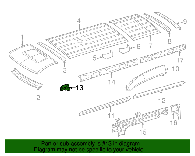 906-637-04-24 - Roof Rail Reinforcement 2010-2021 Mercedes-Benz ...
