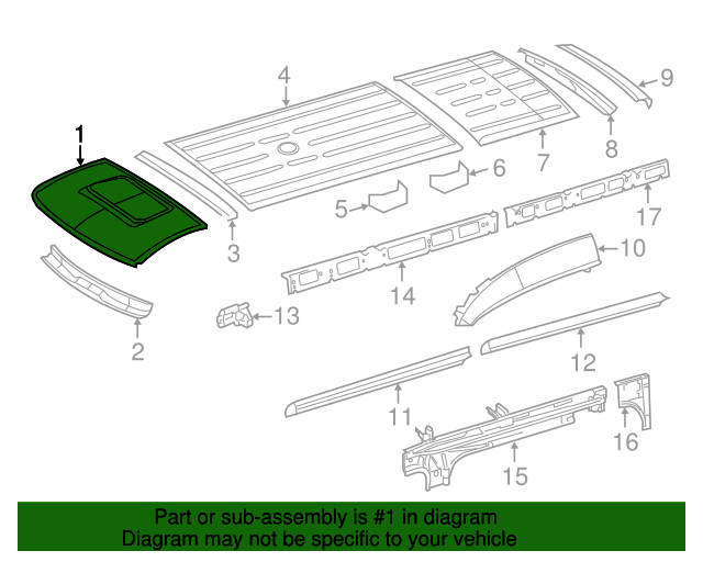 906-657-00-09 - Roof Panel 2010-2017 Mercedes-Benz | Mercedes-Benz USA ...