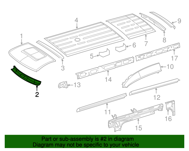906-650-00-01 - Roof Header Panel 2010-2021 Mercedes-Benz | Mercedes ...