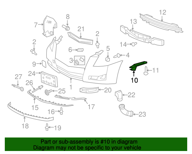 2008-2015 Cadillac CTS Front Driver Side Bumper Fascia Reinforcement ...