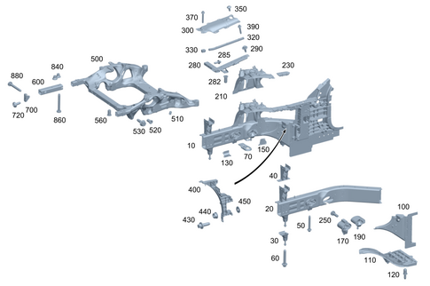 Wheel Well, Front Axle Carrier for 2023 Mercedes-Benz SL43 AMG ...