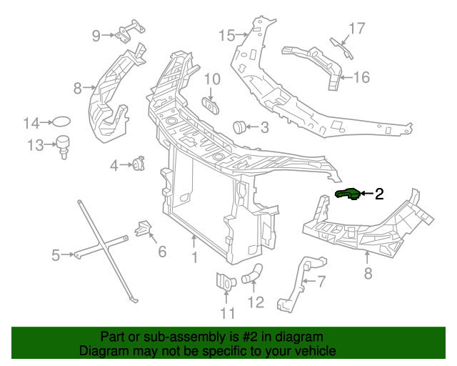 166-885-78-00 - Radiator Support Side Bracket 2016-2019 Mercedes-Benz ...
