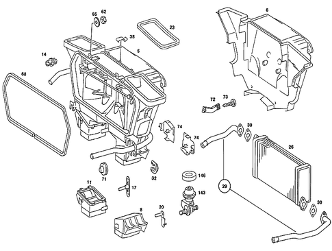 Heater Case with Blower for 1987 Mercedes-Benz 190D | Mercedes-Benz USA ...