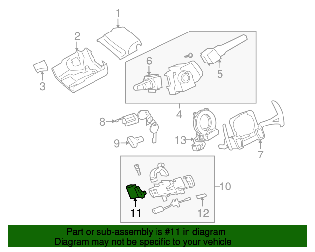 2002-2017 Mitsubishi Ignition Switch mn113754 | Mitsubishi Parts ...