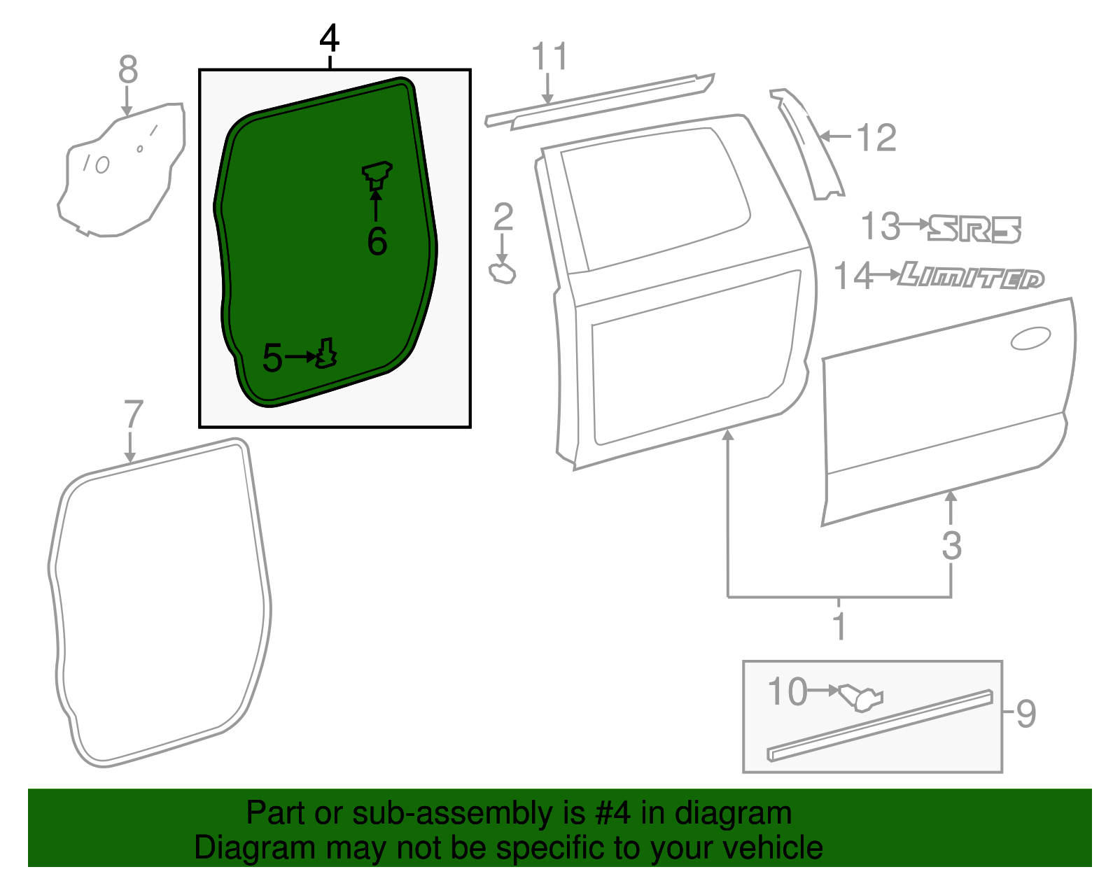 2007-2021 Toyota Tundra Surround Weather-Strip 67871-0C050 | Toyota ...