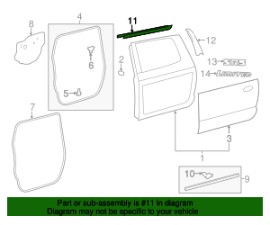 2007-2021 Toyota Tundra Door Belt Molding (Left, Rear) 68164-0C020 ...