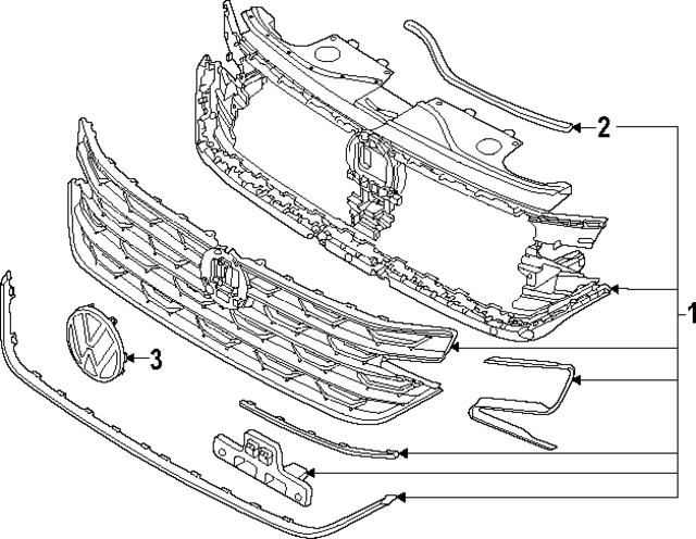 2024 Volkswagen Atlas Cross Sport Grille Assembly 3CM-853-651-BC-OQE ...