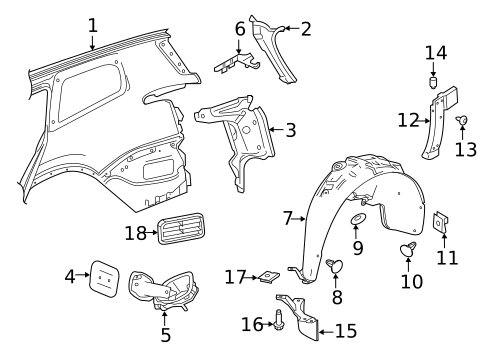 Quarter Panel & Components for 2025 Cadillac XT6 | GM Parts Center