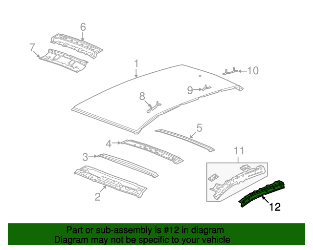 2008-2015 GM Roof Side Rail Reinforcement 25874808 | GMPartsDirect.com