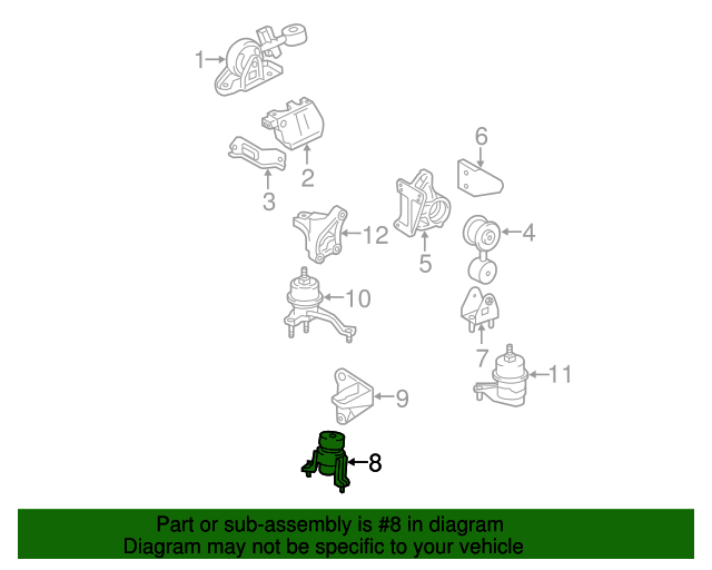2007-2015 Toyota Automatic Transmission Mount (Front) 12361-0H100 | OEM ...