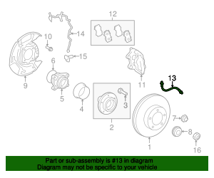 2007-2013 Toyota Disc Brake Hydraulic Hose 90947-A2016 | Toyota Parts ...