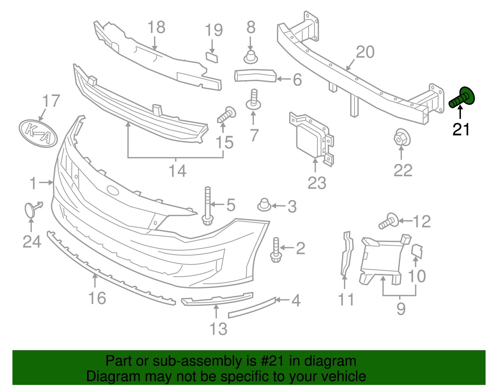 64900-D4100 - Impact Bar 2016-2018 Kia Optima | Kia.Parts Store