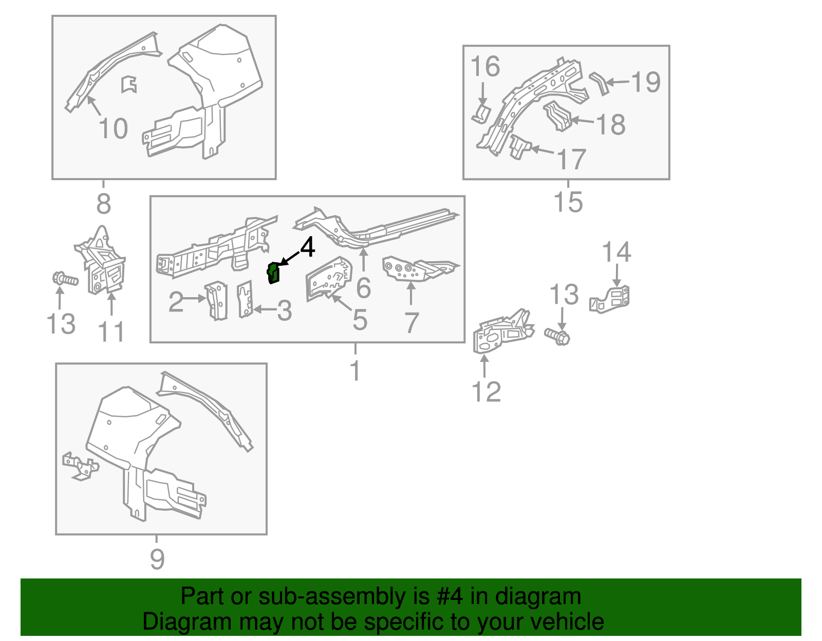 39099432 - Driver Side Front Compartment Front Side Rail 2016-2019 ...