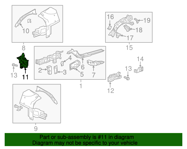 2016-2019 Chevrolet Cruze Front Passenger Side Wheelhouse Panel Brace ...