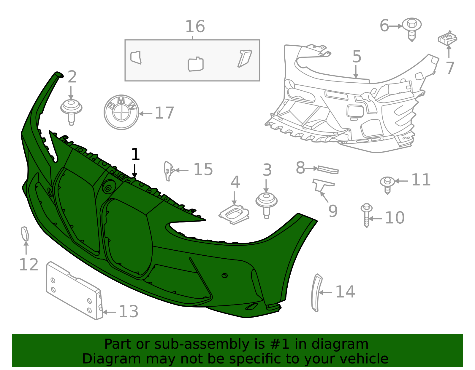 Genuine BMW 51-11-7-884-091 | Front Bumper Cover, Primed (US/PDC ...