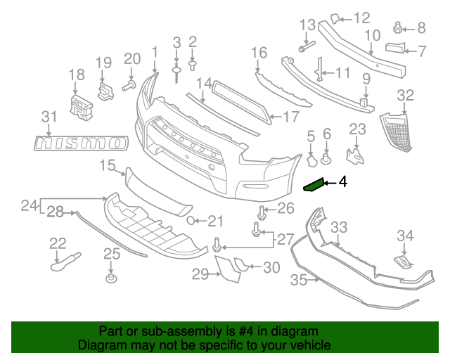2017-2021 Nissan GT-R Bumper Cover Side Bracket 62223-6AW0A | Nissan ...