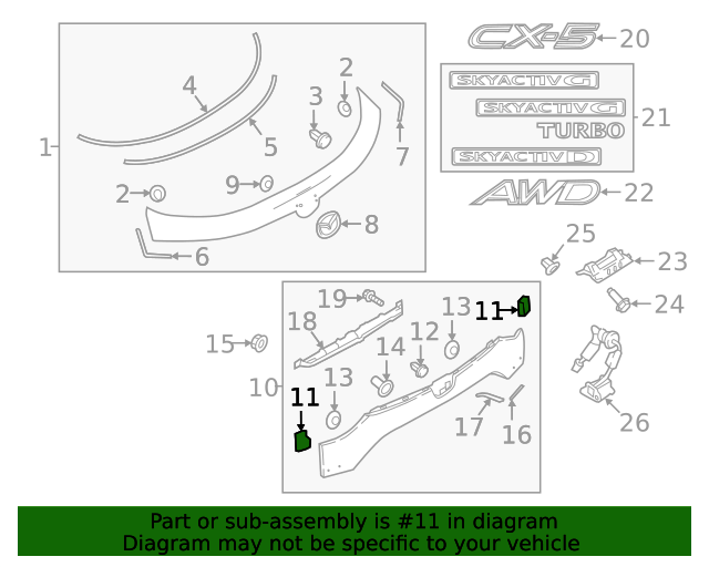 2017-2023 Mazda Lower Molding Clip TK78-51-0B6 | OEM Parts Online
