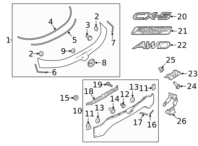 2017-2020 Mazda CX-5 Lower Molding KB8B-50-850C-2M | TascaParts.com