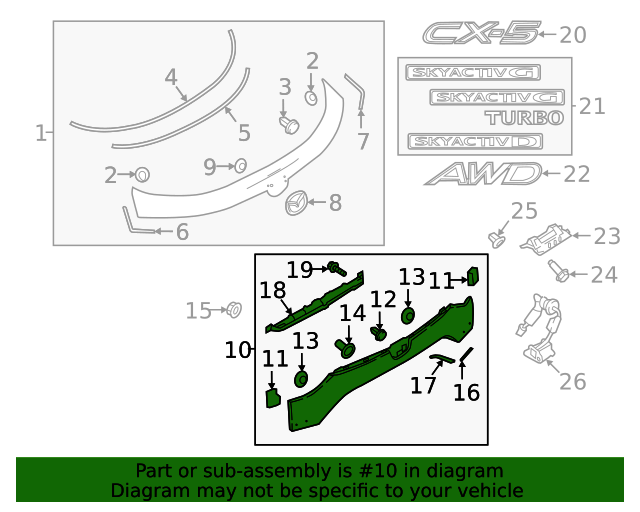2021-2022 Mazda CX-5 Lower Molding KB8A-50-850C-SY | RealMazdaParts.com