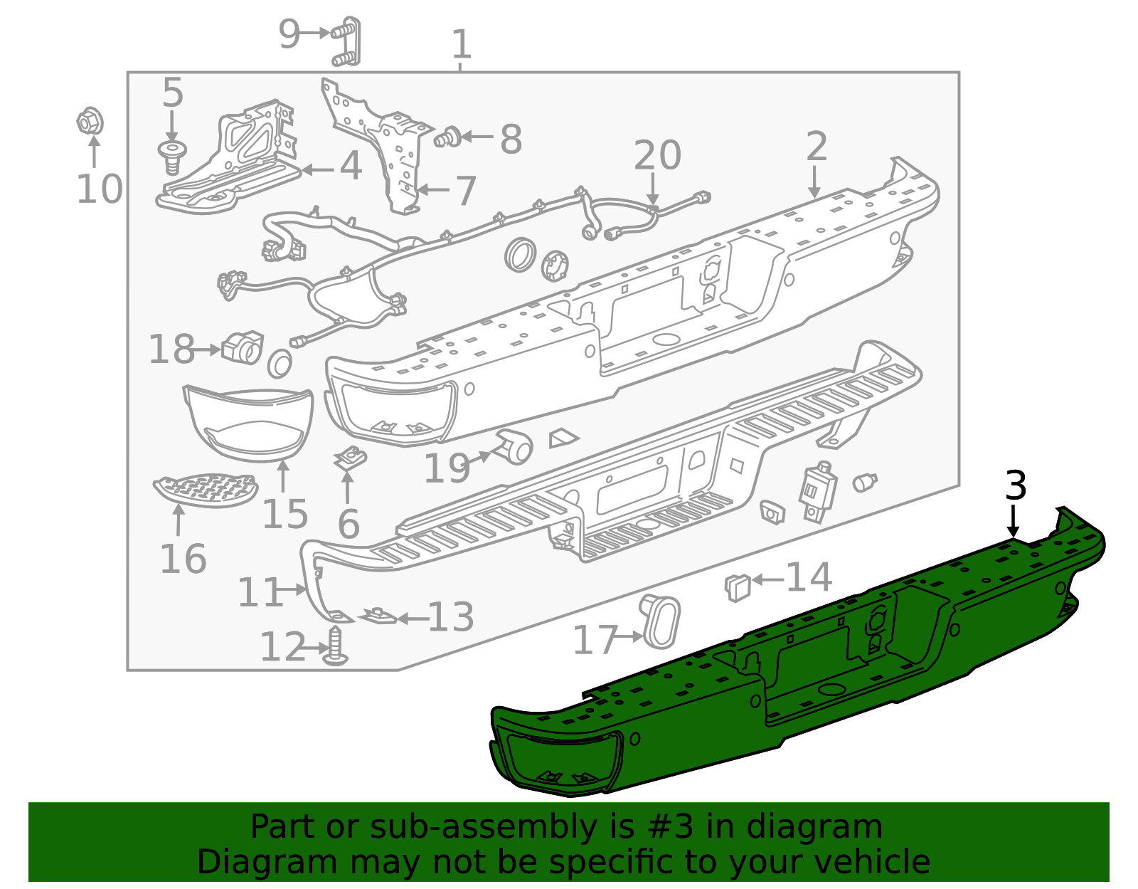 23285673 - Rear Bumper Impact Bar 2014-2019 GM | GMPartsNow
