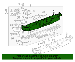 2014-2019 GM Black Rear Bumper Impact Bar 23108140 GM | GMPartsDirect.com