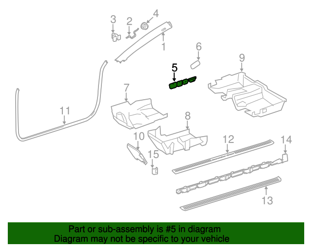221-682-01-17 - Windshield Pillar Trim Lower Cover 2007-2014 Mercedes ...