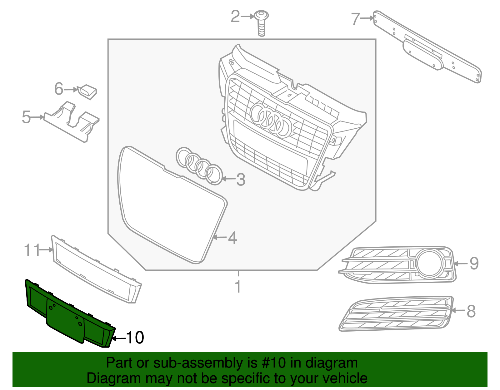 8P0-807-287-J-3FZ - High-Quality License Plate Bracket for 2009-2013 ...