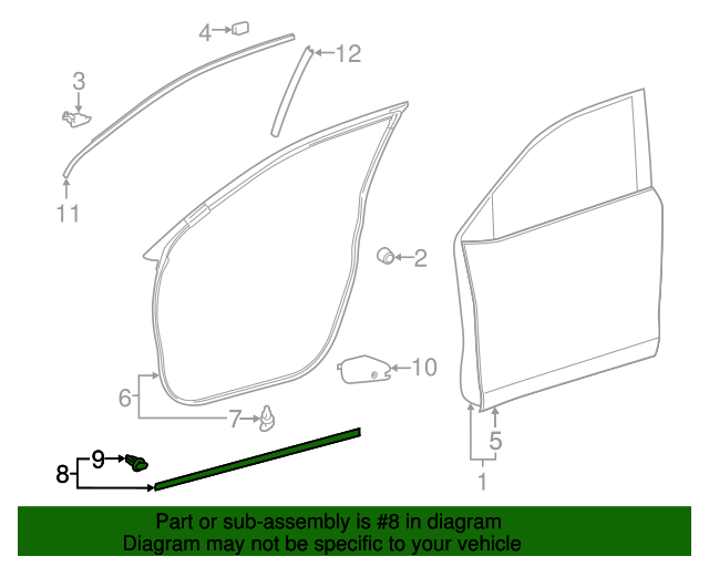 2014-2019 Toyota Highlander Weatherstrip 67864-0E030 | Toyota Parts Center