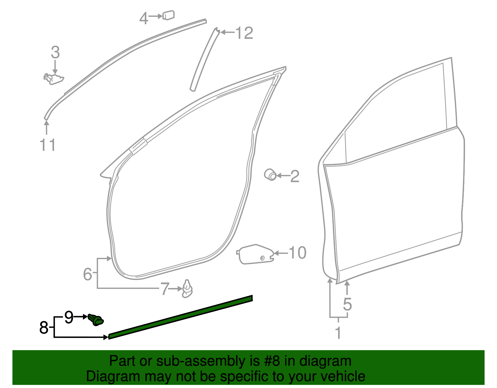 2014-2019 Toyota Highlander Weatherstrip 67863-0E030 | Toyota Parts Center