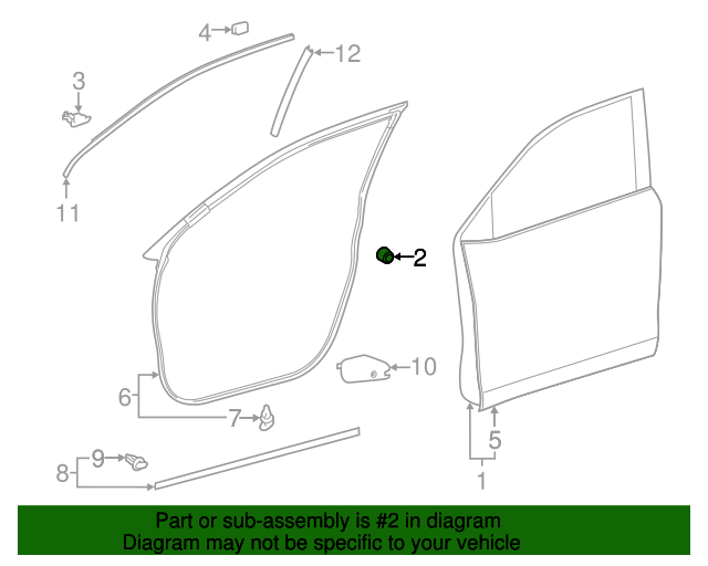 2009-2023 Toyota Door Shell Bumper 90541-09124 | Toyota Parts Center