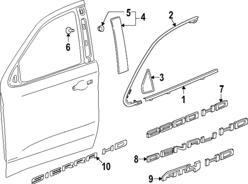 Exterior Trim - Front Door for 2025 GMC Sierra 2500 HD | GMPartsDirect.com