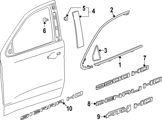 84905931 - Front Passenger Side Door Window Belt Reveal Molding 2020 ...