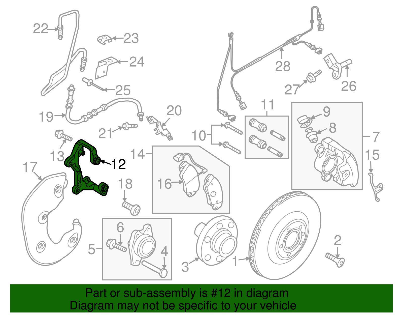 2012-2017 Audi Disc Brake Caliper Bracket 8T0-615-125-A | Audi USA Parts