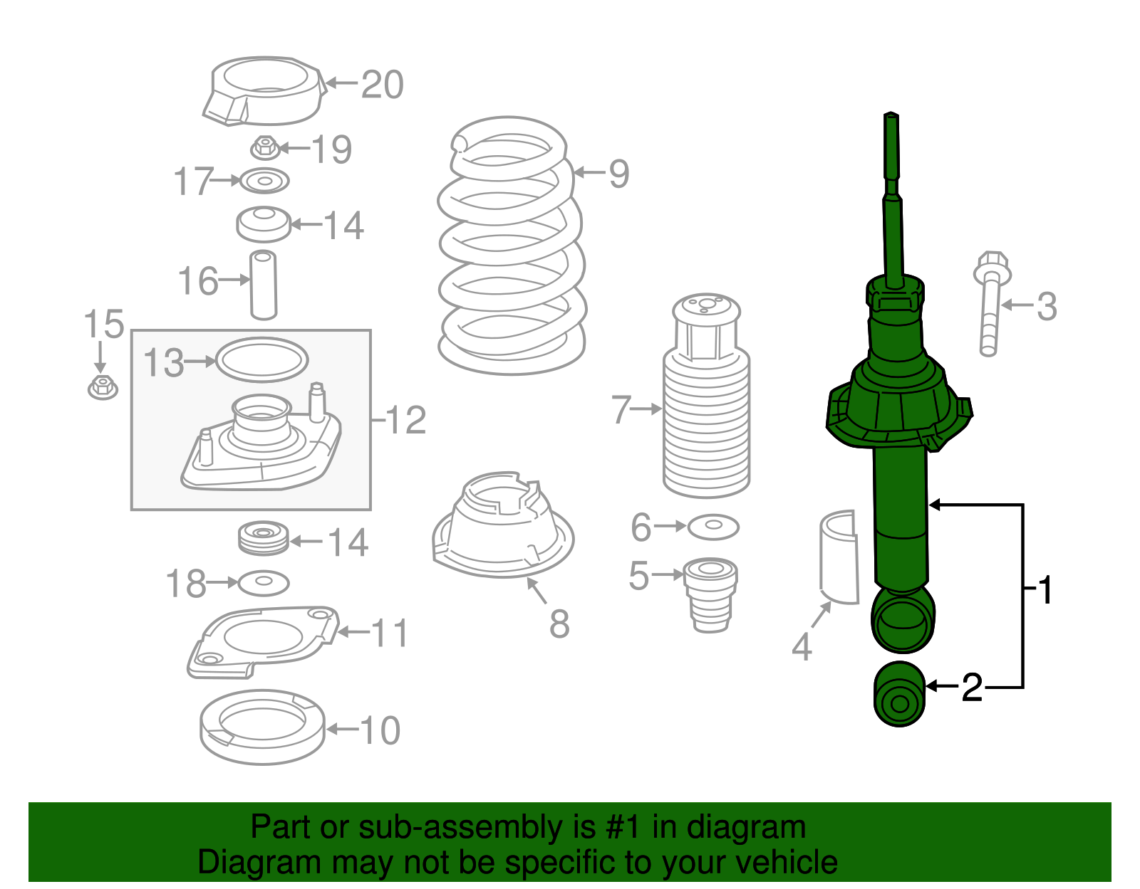 2015-2016 Honda CR-V Strut 52611-T1W-A03 | Honda Parts Direct