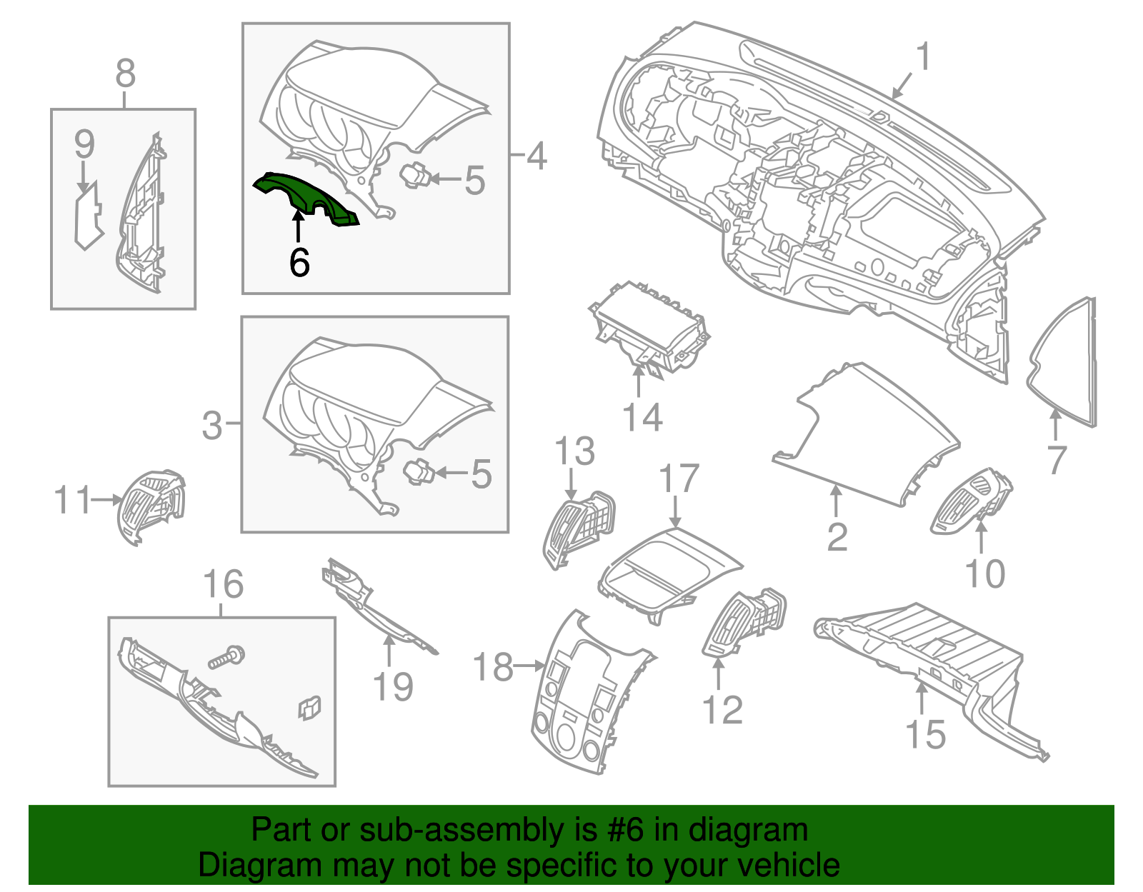 2010-2013 Kia | Upper Column Cover | 84850-1M000WK | Kia Auto Parts